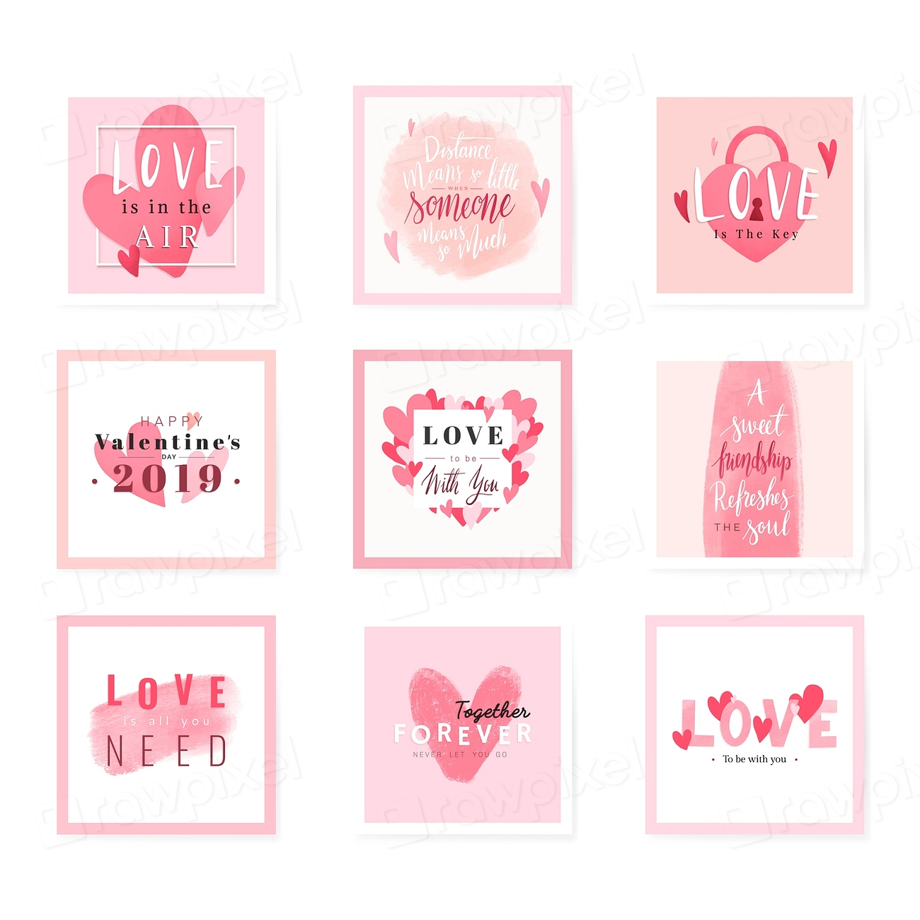 Valentine's day card set collection | Premium Vector - rawpixel