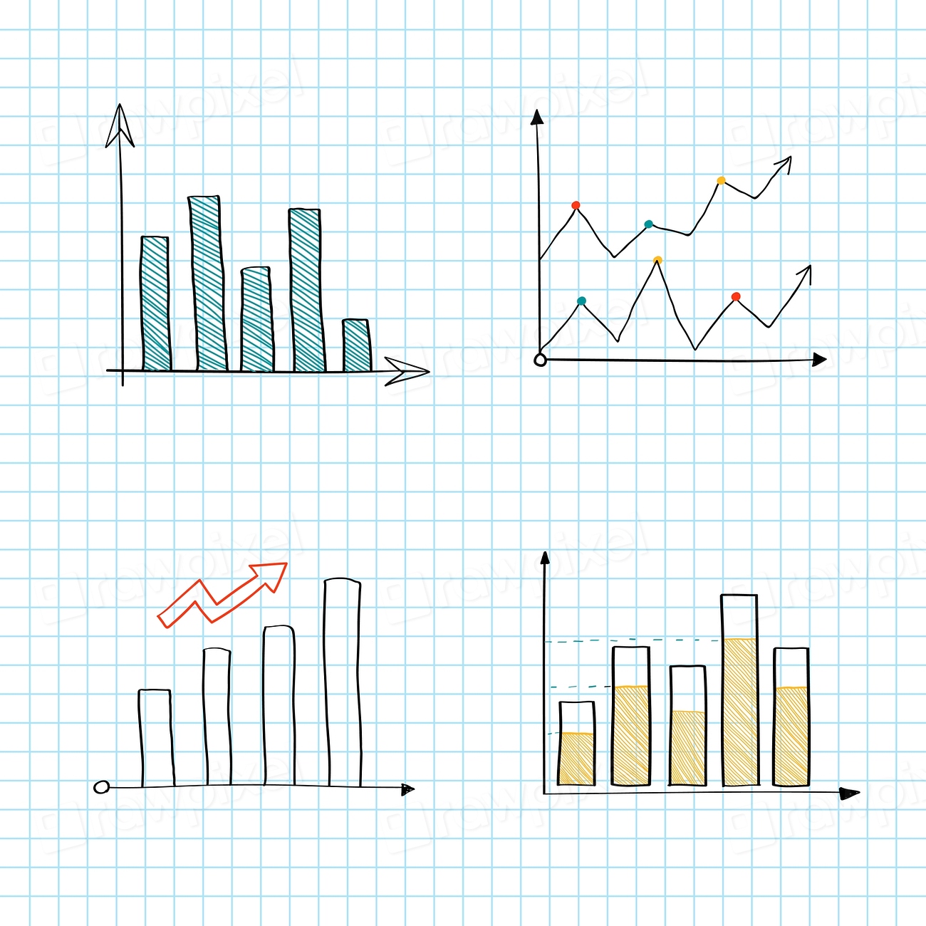 Positive line graph and bar | Premium Vector - rawpixel