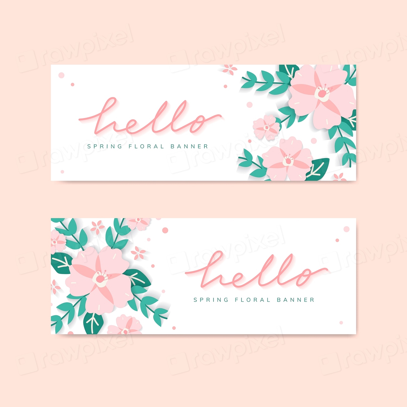 Hello spring floral banner vector | Premium Vector - rawpixel