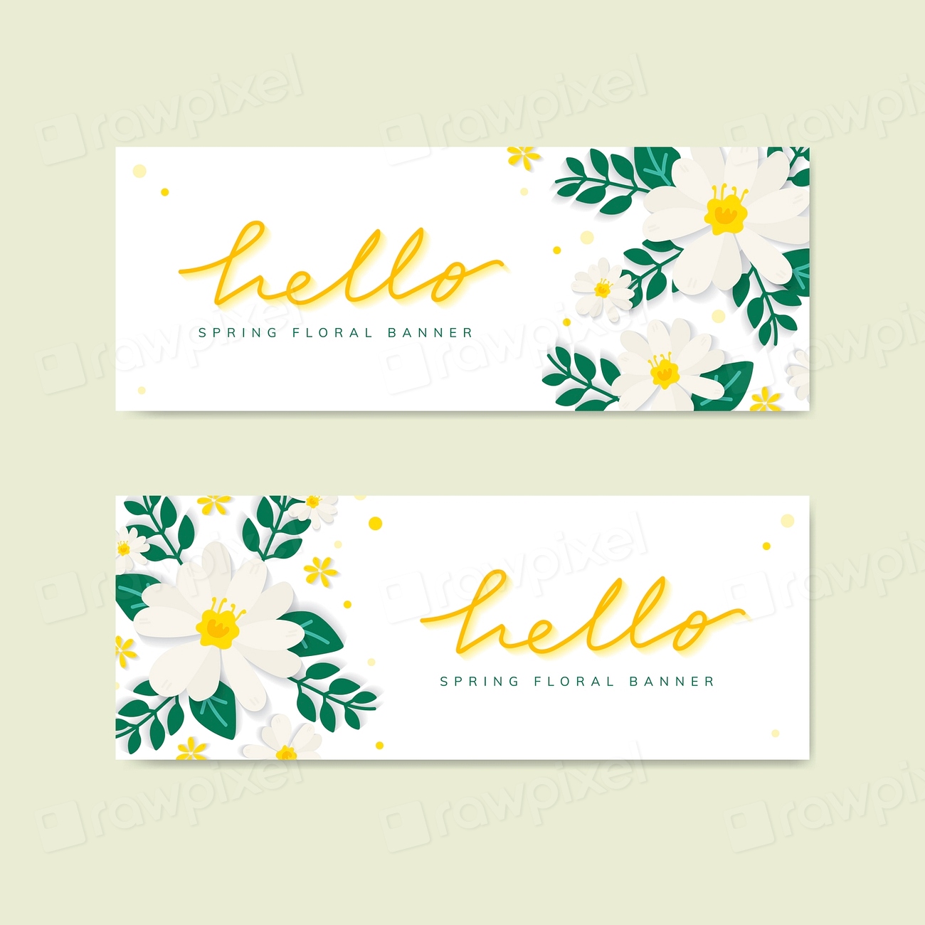 Hello spring floral banner vector | Premium Vector - rawpixel