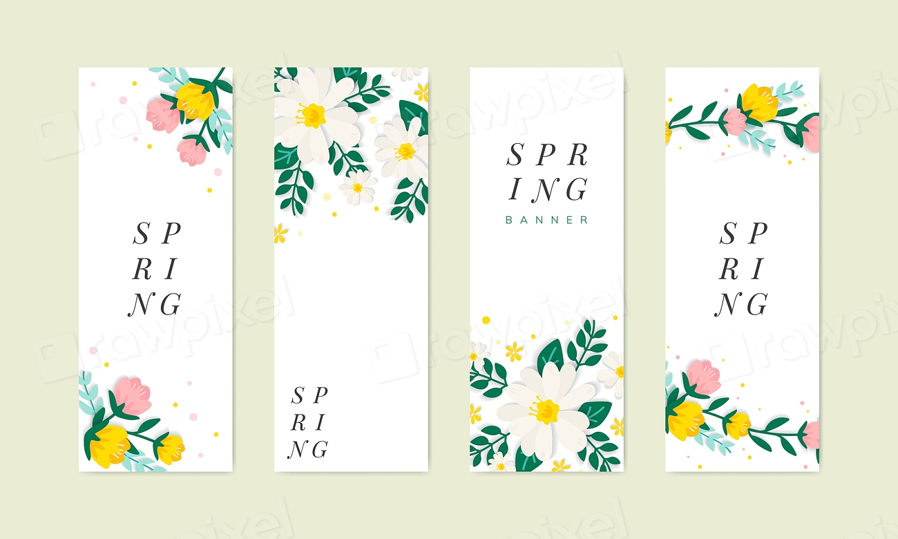 Spring floral frame banner vector | Premium Vector - rawpixel
