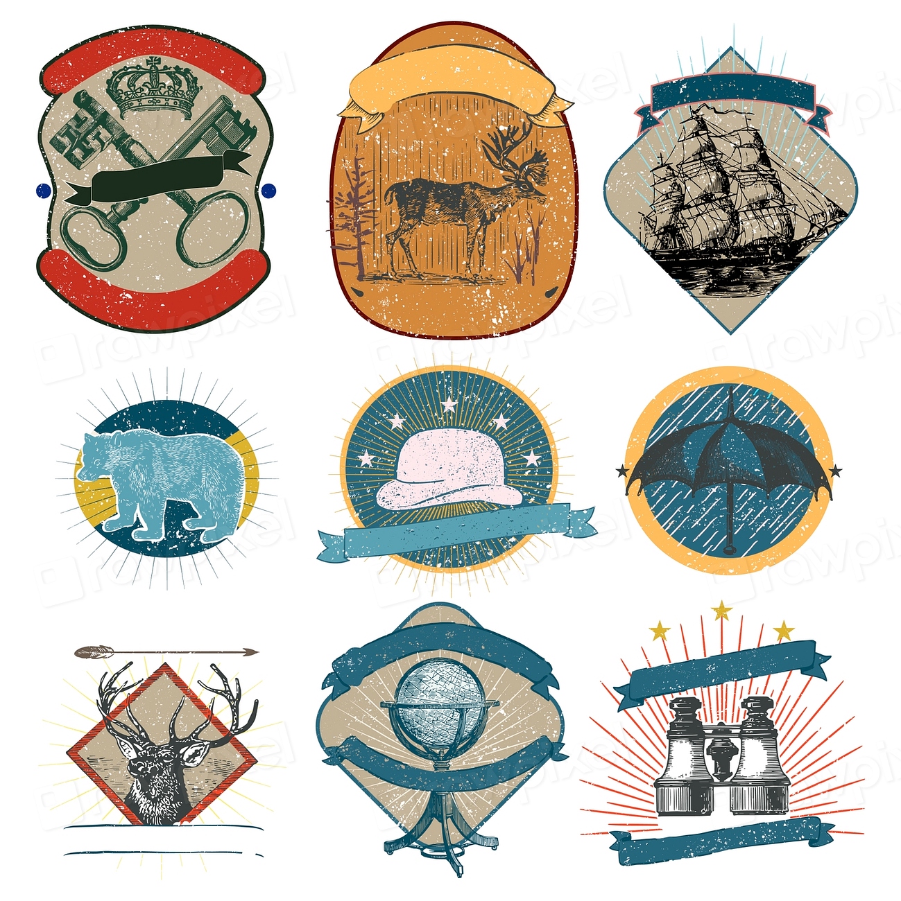 Set of vintage badges vector | Premium Vector - rawpixel