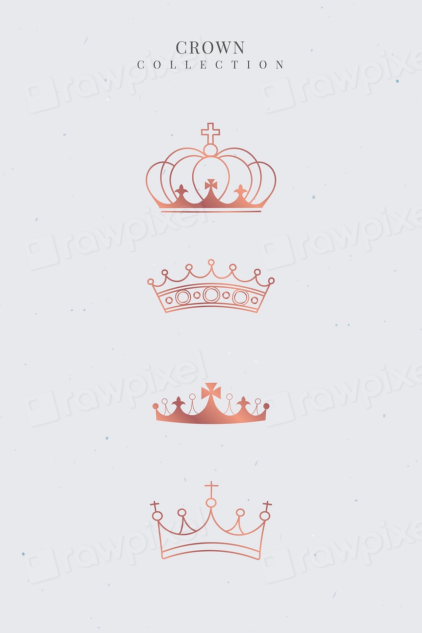 Rose gold crown collection vector | Premium Vector - rawpixel