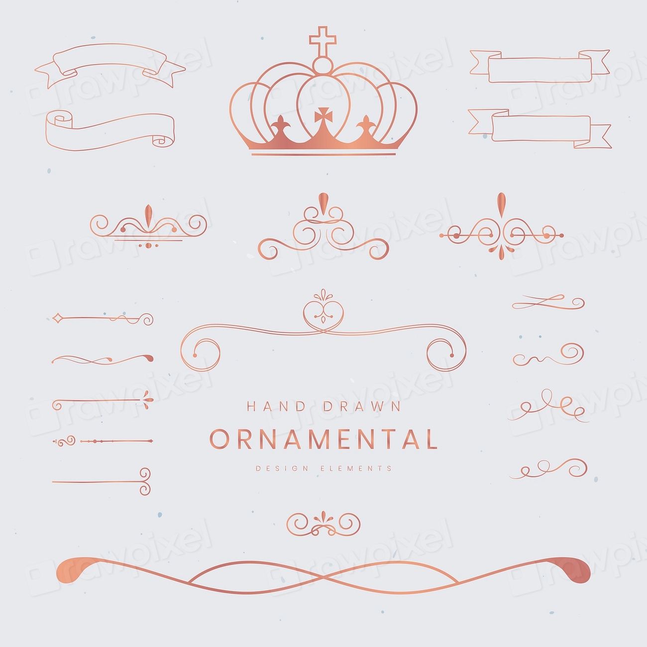 Hand drawn ornamental design elements | Premium Vector - rawpixel