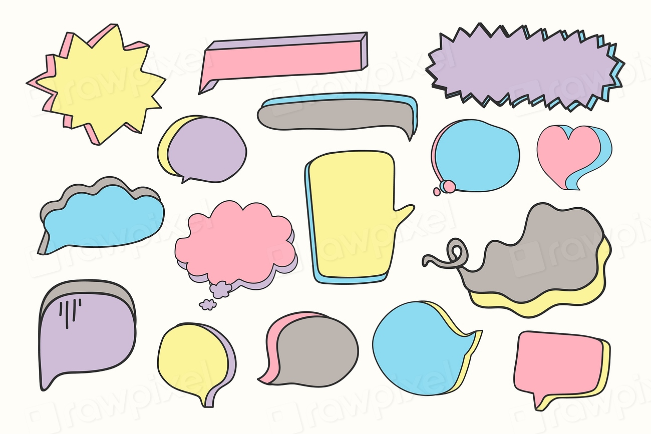 Colorful doodle speech bubble vectors | Premium Vector - rawpixel