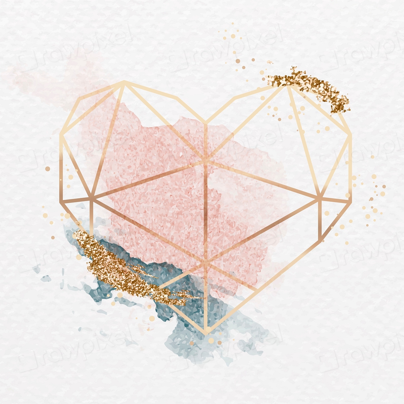 Shimmering golden geometric heart vector | Premium Vector - rawpixel