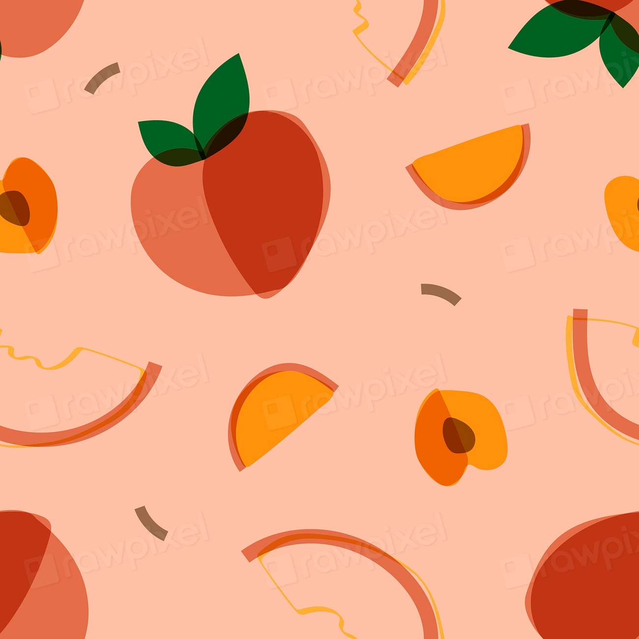 Tropical peach fruit pattern vector | Premium Vector - rawpixel