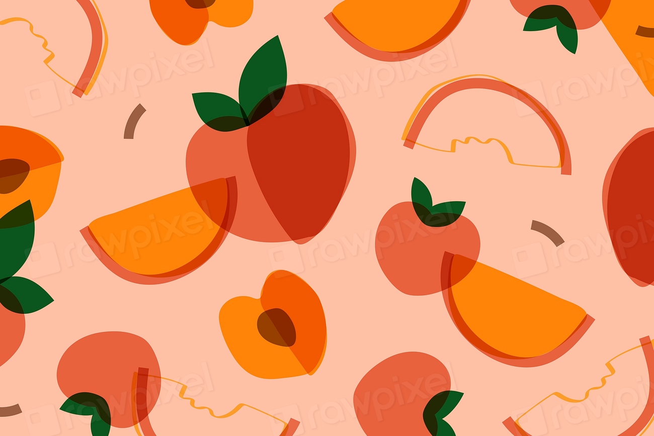 Tropical peach fruit pattern vector | Premium Vector - rawpixel