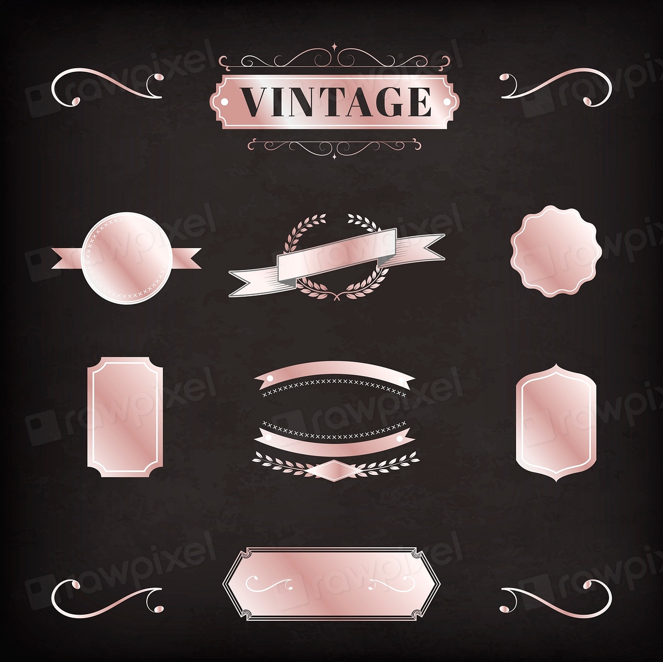 Vintage pink gold badge template | Premium Vector - rawpixel