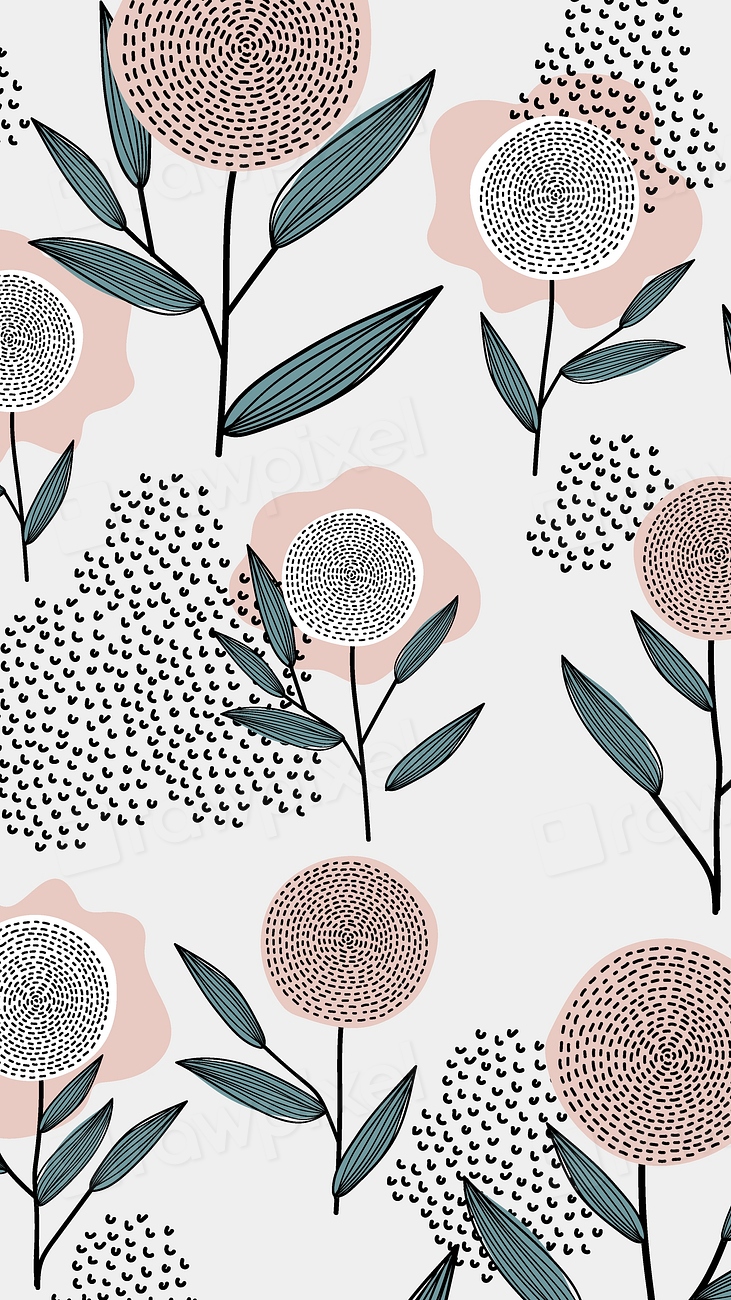 Flower mobile wallpaper, retro pattern | Premium Photo - rawpixel