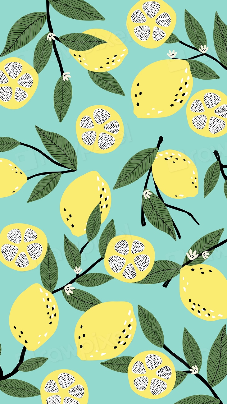 Lemon patterned blue background vector | Premium Vector - rawpixel
