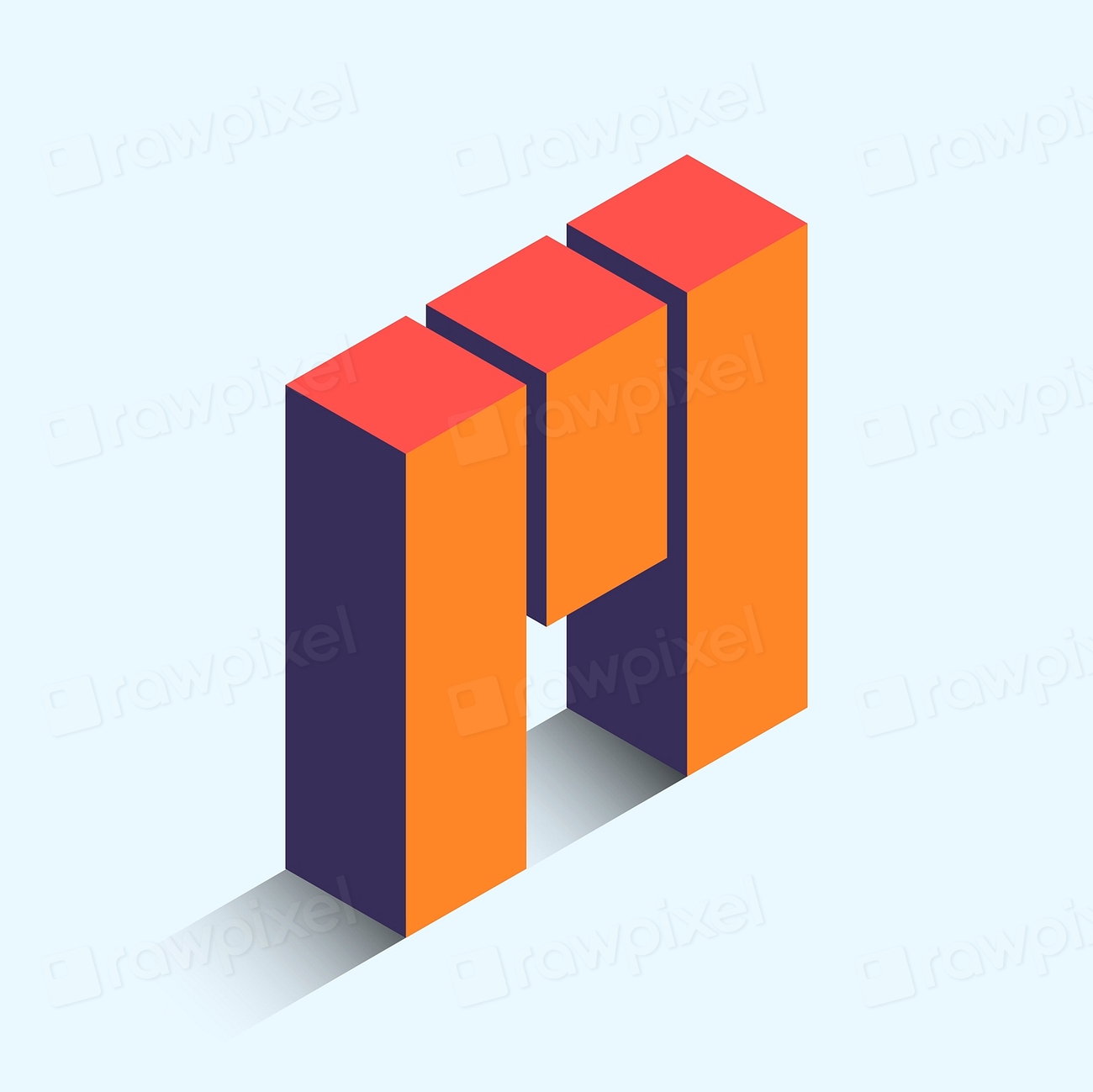 Orange isometric alphabet M vector | Premium Vector - rawpixel