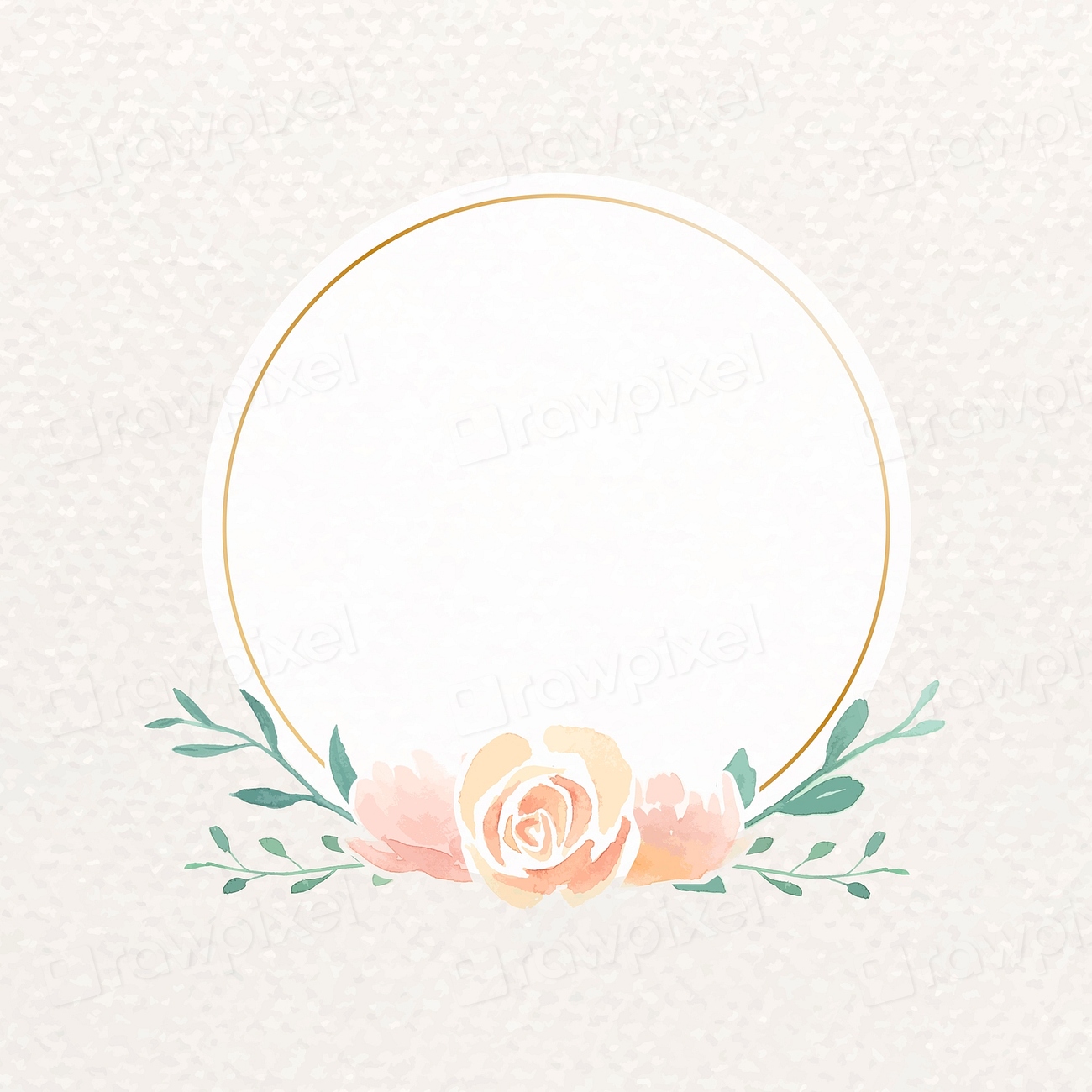 Watercolor orange rose round frame | Premium Vector - rawpixel