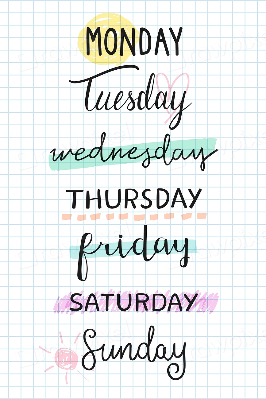 Weekdays typography collection vector | Premium Vector - rawpixel