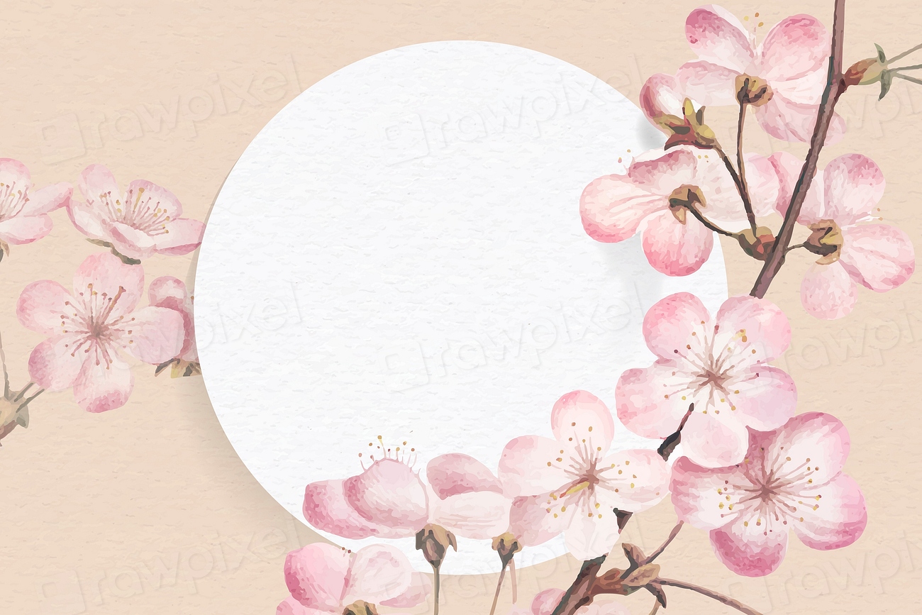 Round cherry blossom frame vector | Premium Vector - rawpixel