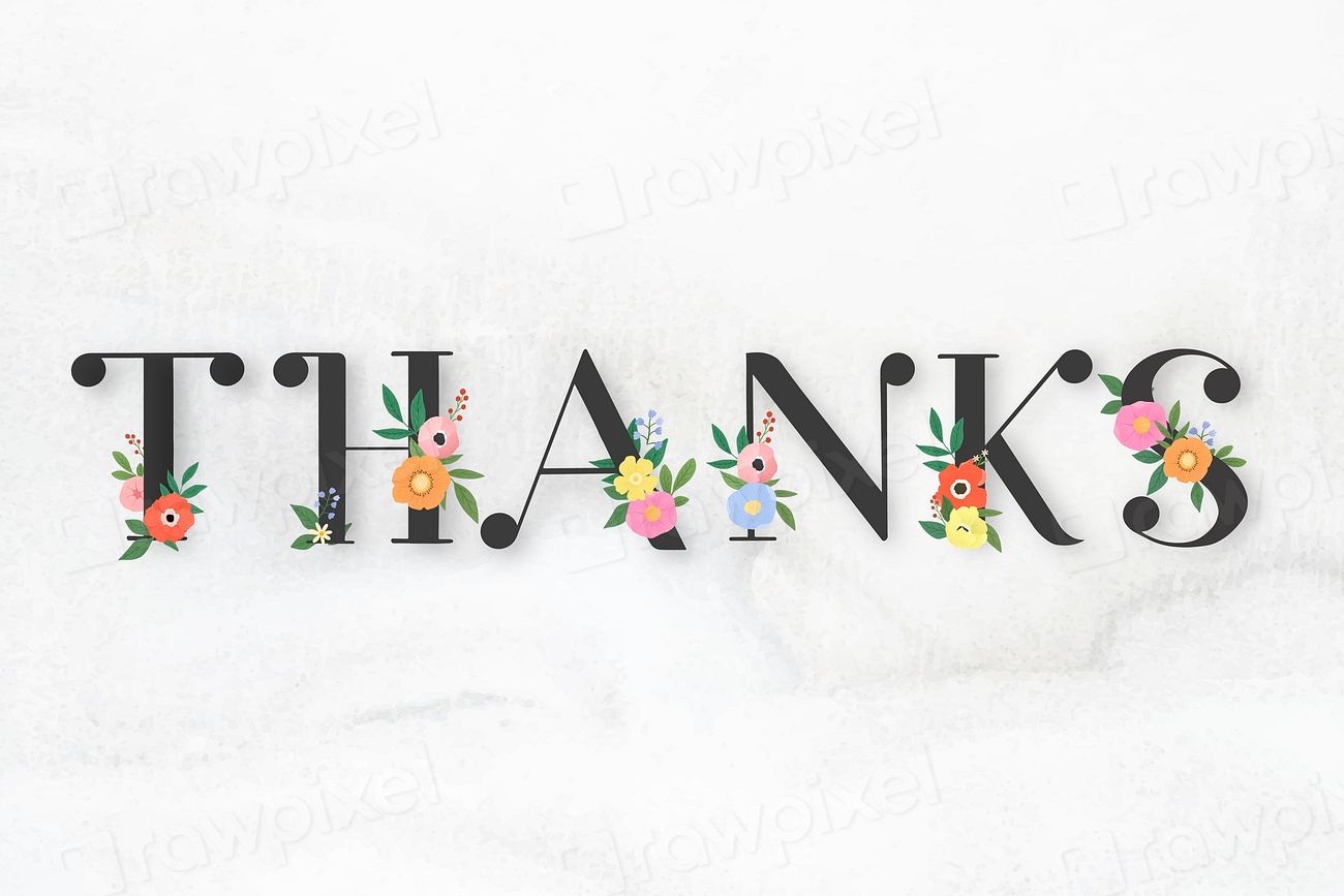 Floral elegant thanks lettering vector | Premium Vector - rawpixel