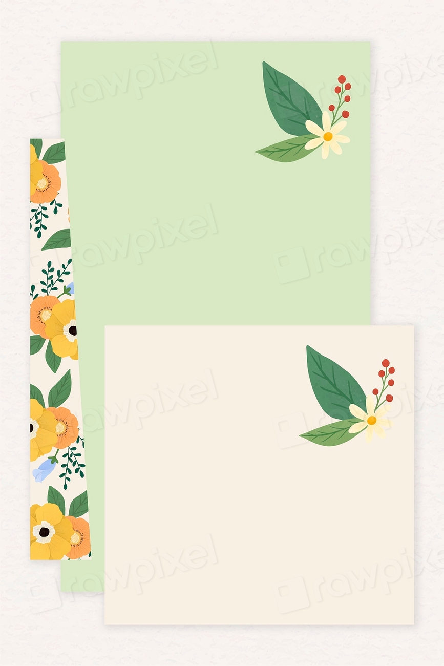 Floral note papers illustration | Premium PSD - rawpixel