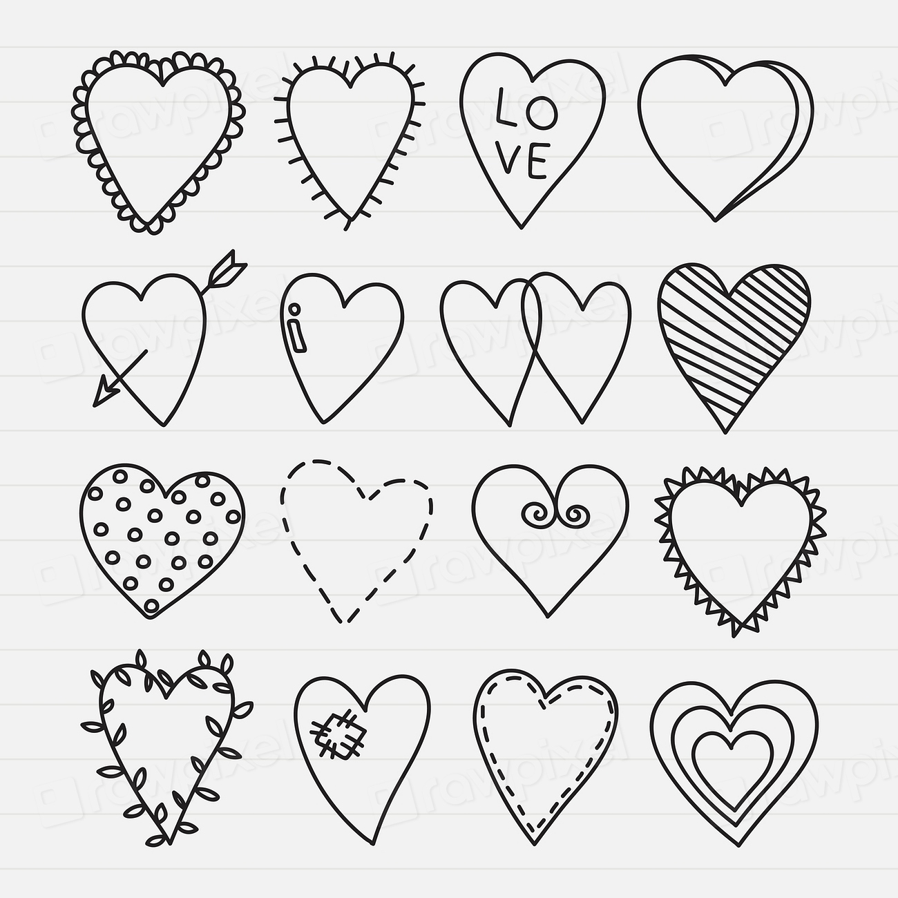 Hand drawn heart doodle vector | Premium Vector - rawpixel