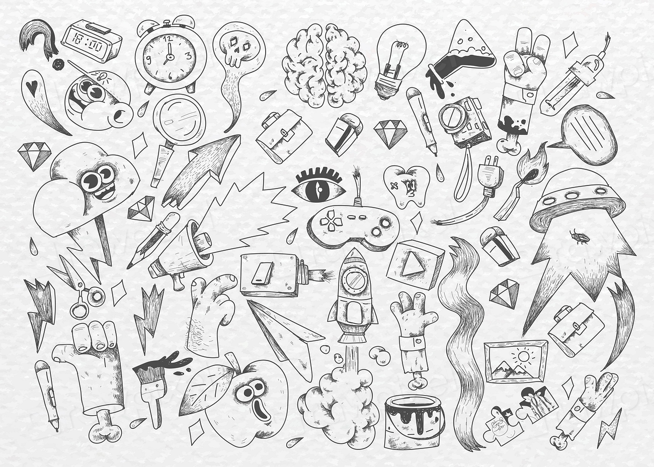Creative doodle set design vector | Premium Vector - rawpixel