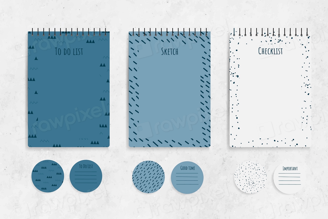 Blue notepad planner set vector | Premium Vector - rawpixel