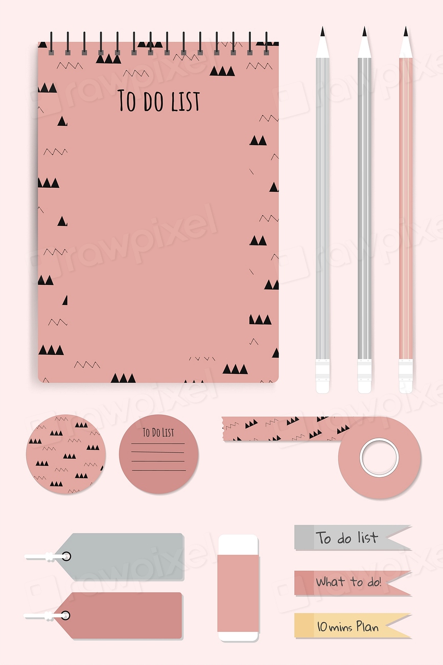 Pink stationery planner set vector | Premium Vector - rawpixel