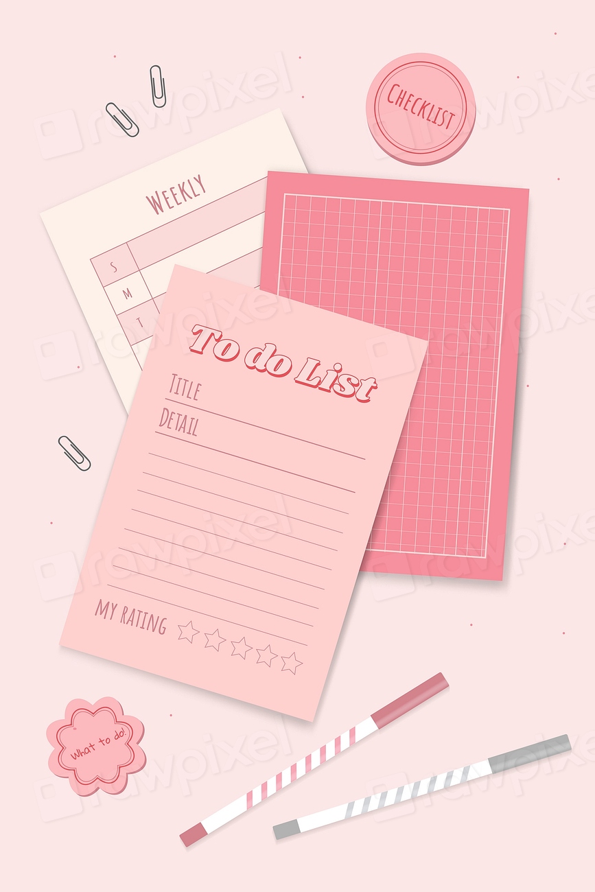 Pink stationery planner set vector | Premium Vector - rawpixel