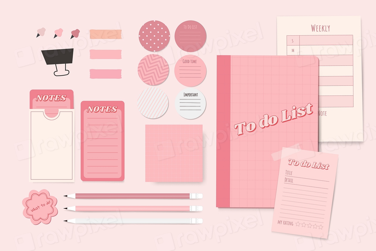 Pink stationery planner set vector | Premium Vector - rawpixel