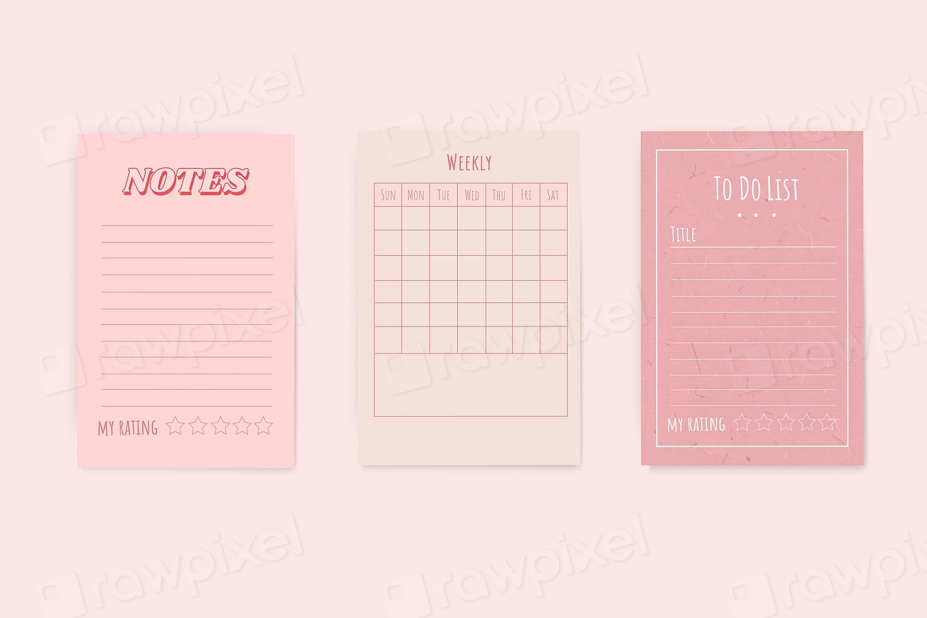 Pink notepad planner set vector | Premium Vector - rawpixel
