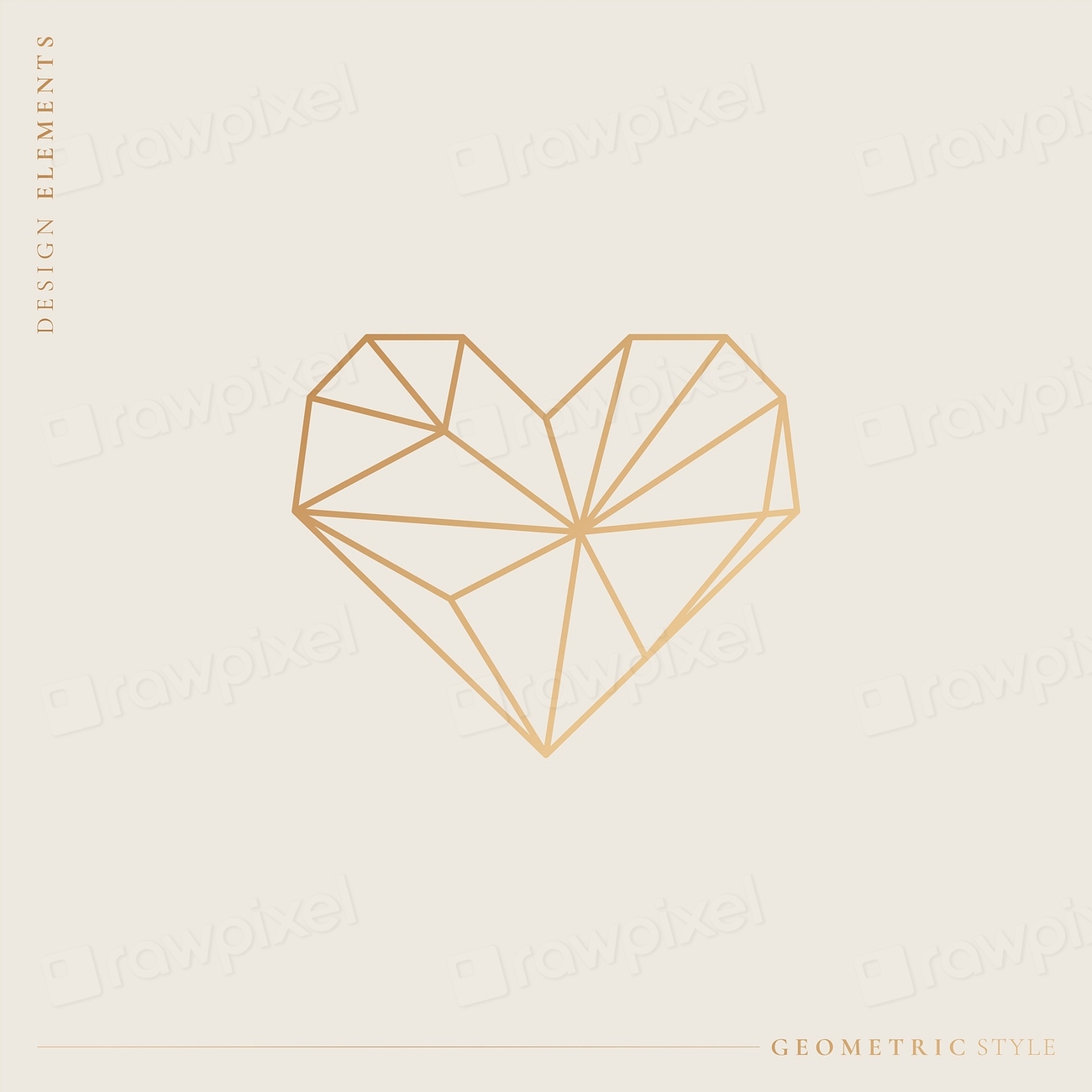 Golden geometric style heart vector | Free Vector - rawpixel