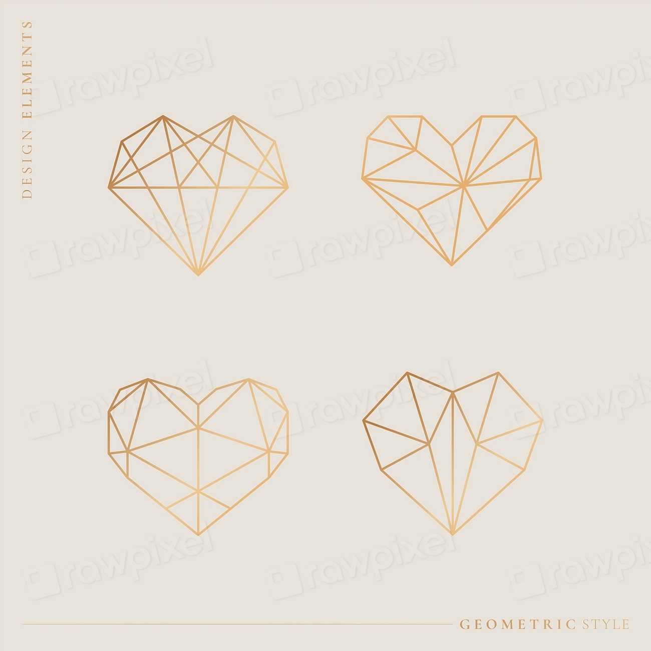 Geometric style heart collection vectors | Premium Vector - rawpixel