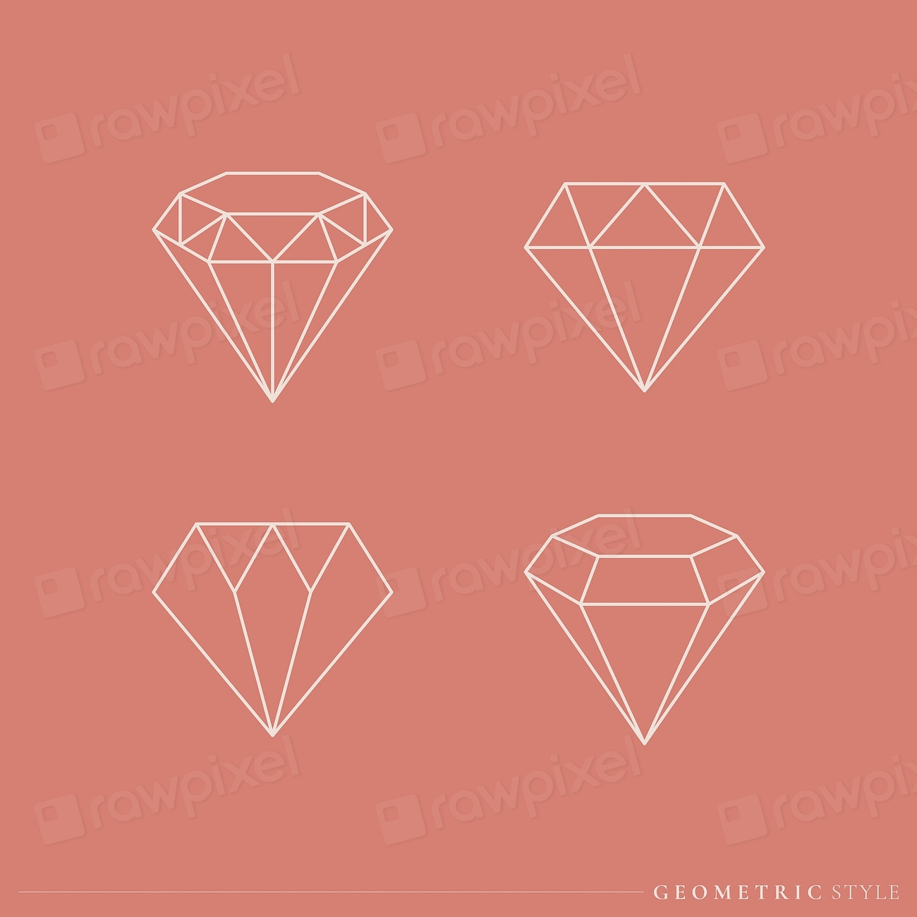 Geometric diamond design collection vector | Premium Vector - rawpixel