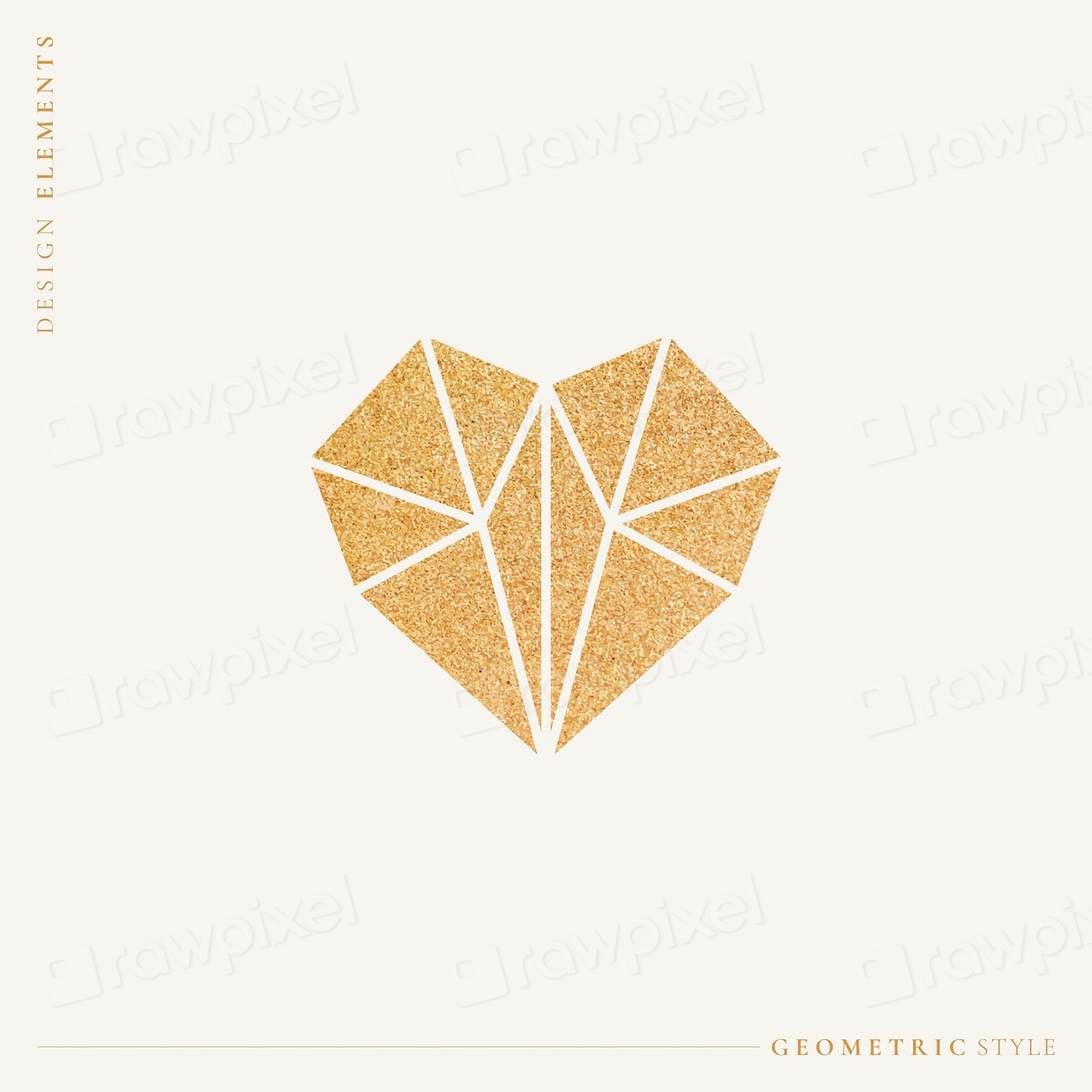 Golden shimmering geometric heart vector | Premium Vector - rawpixel