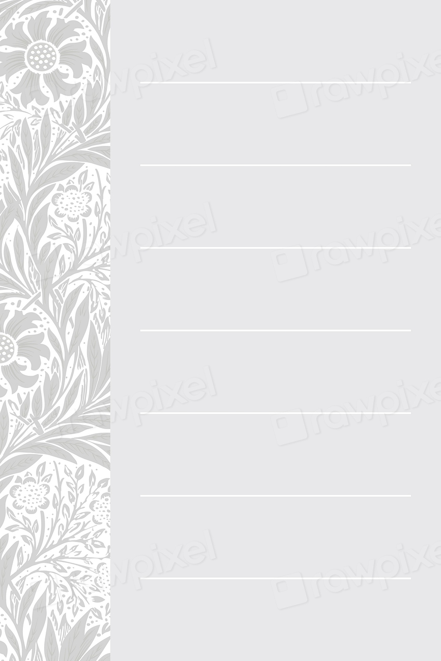 Gray William Morris Pattern notepaper | Premium Vector - rawpixel