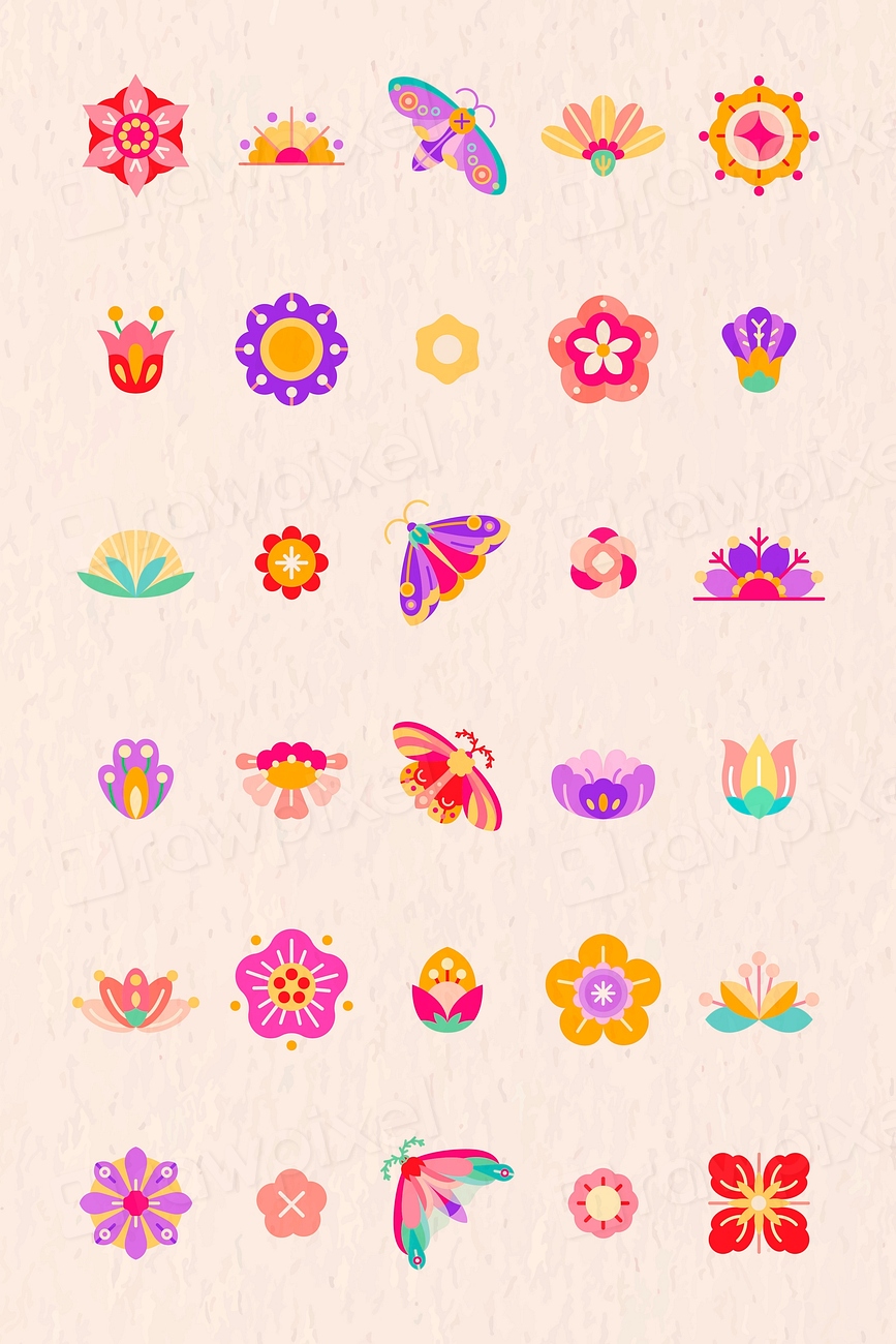 Pastel folk art design elements | Premium Vector - rawpixel