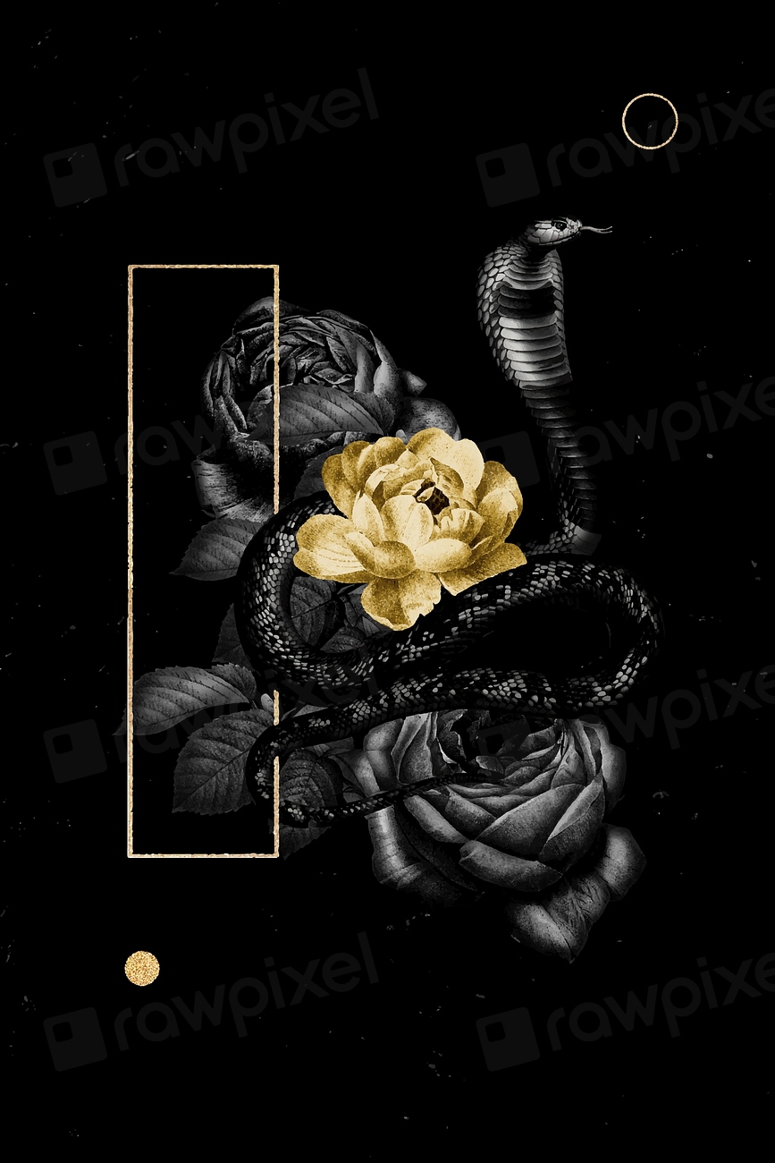 Floral banner with a snake | Premium Vector - rawpixel