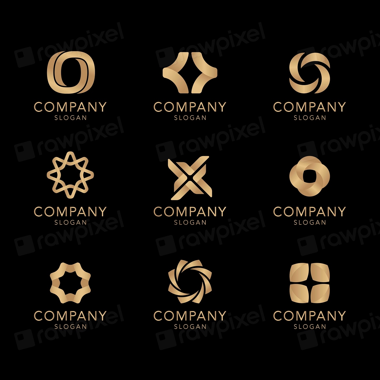 Golden company logo collection vector | Premium Vector - rawpixel