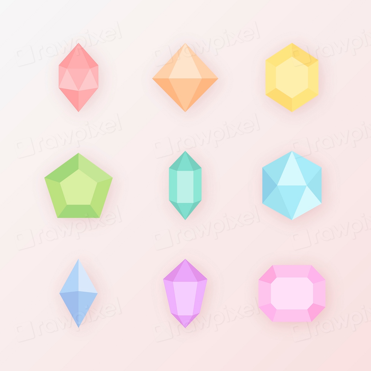 Colorful crystal stone vector collection | Premium Vector - rawpixel