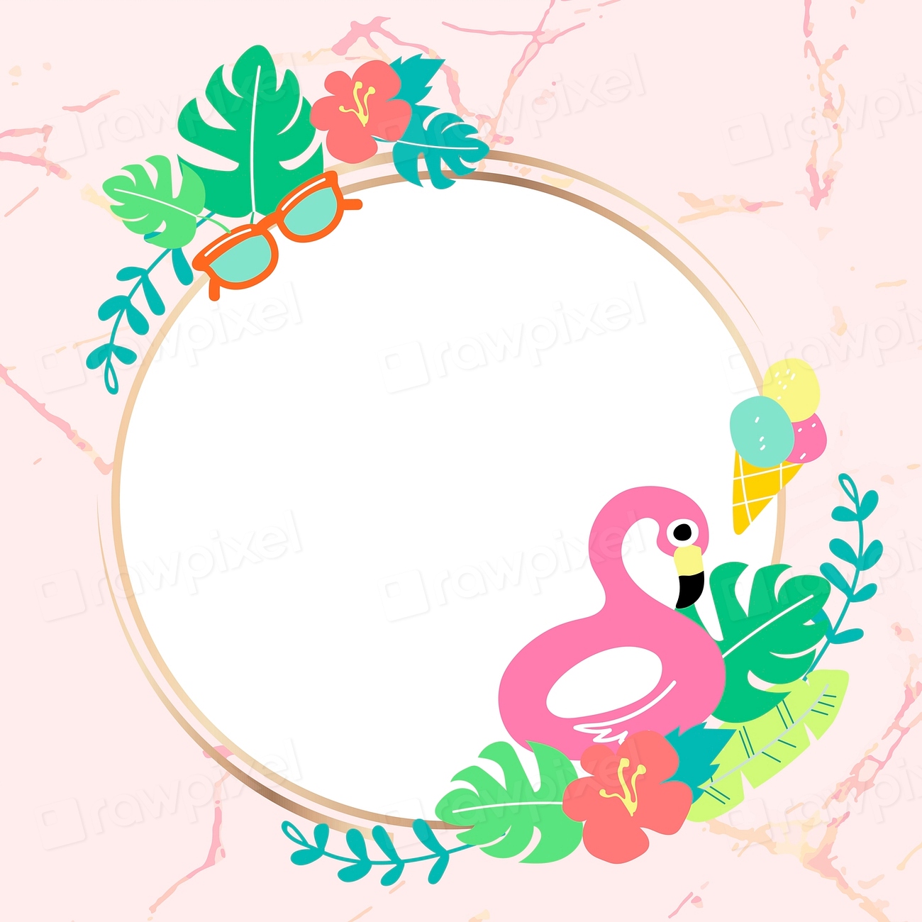 Round summer flaming frame vector | Premium Vector - rawpixel