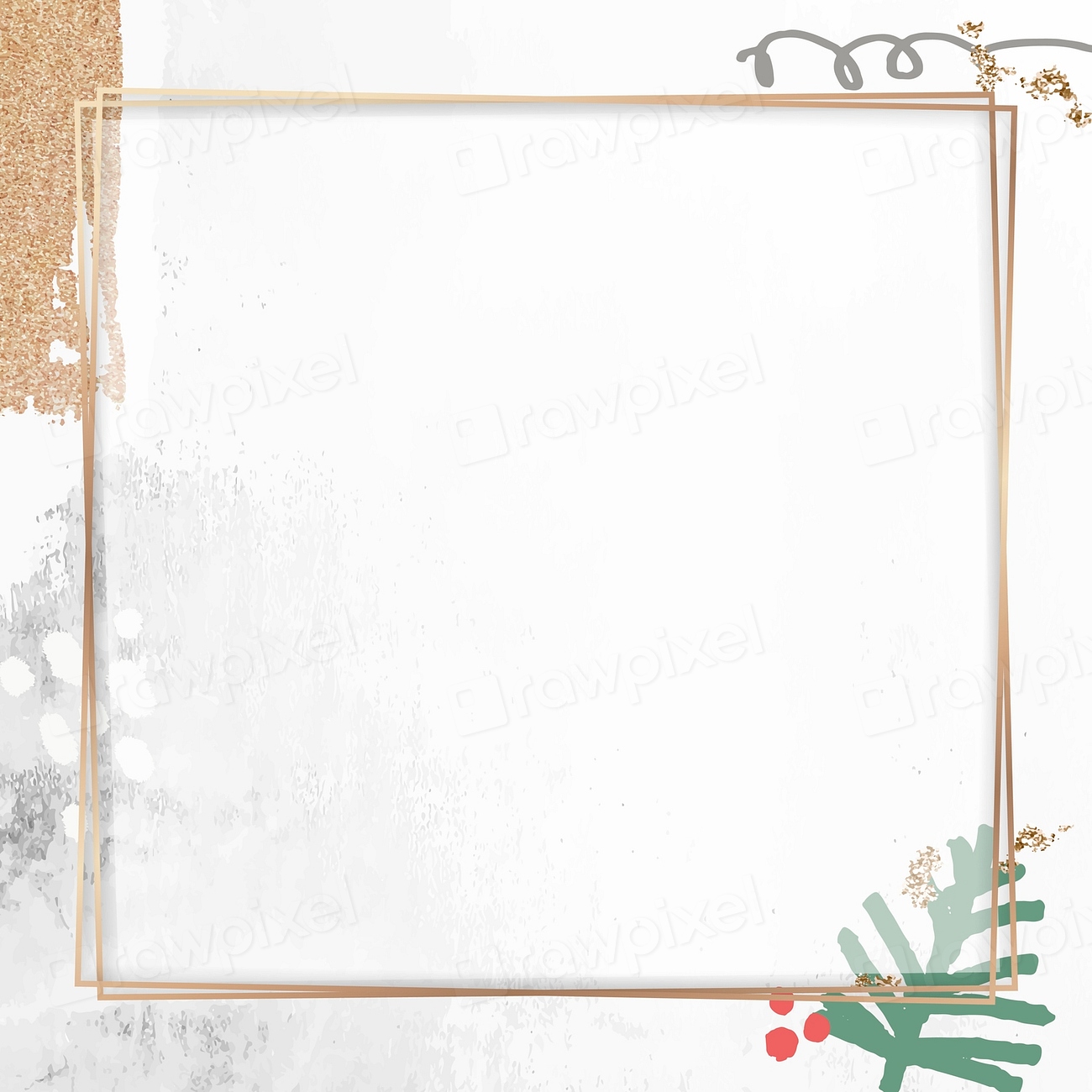 Decorative Christmas rectangle gold frame | Premium Vector - rawpixel