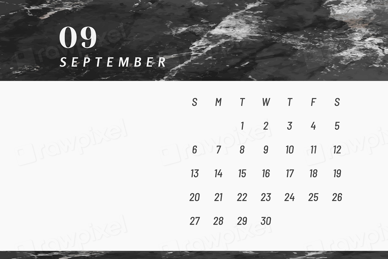 Black and white September calendar | Premium Vector - rawpixel