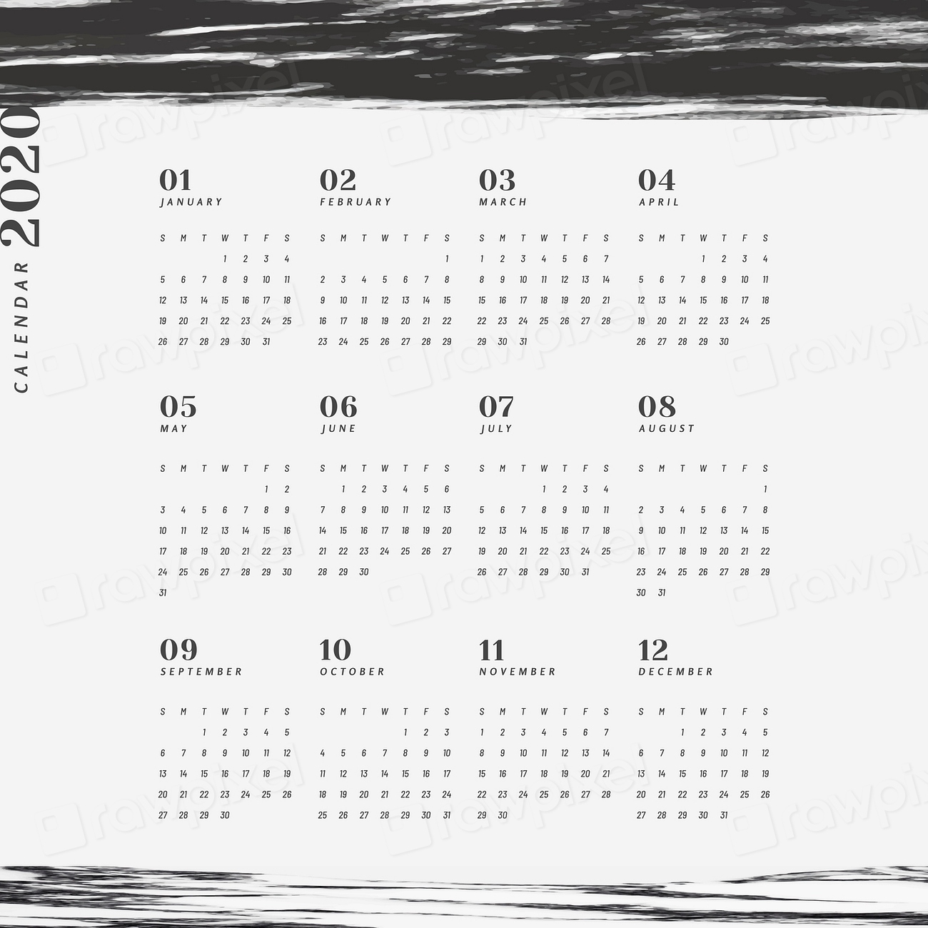Black and white marble calendar | Premium Vector - rawpixel