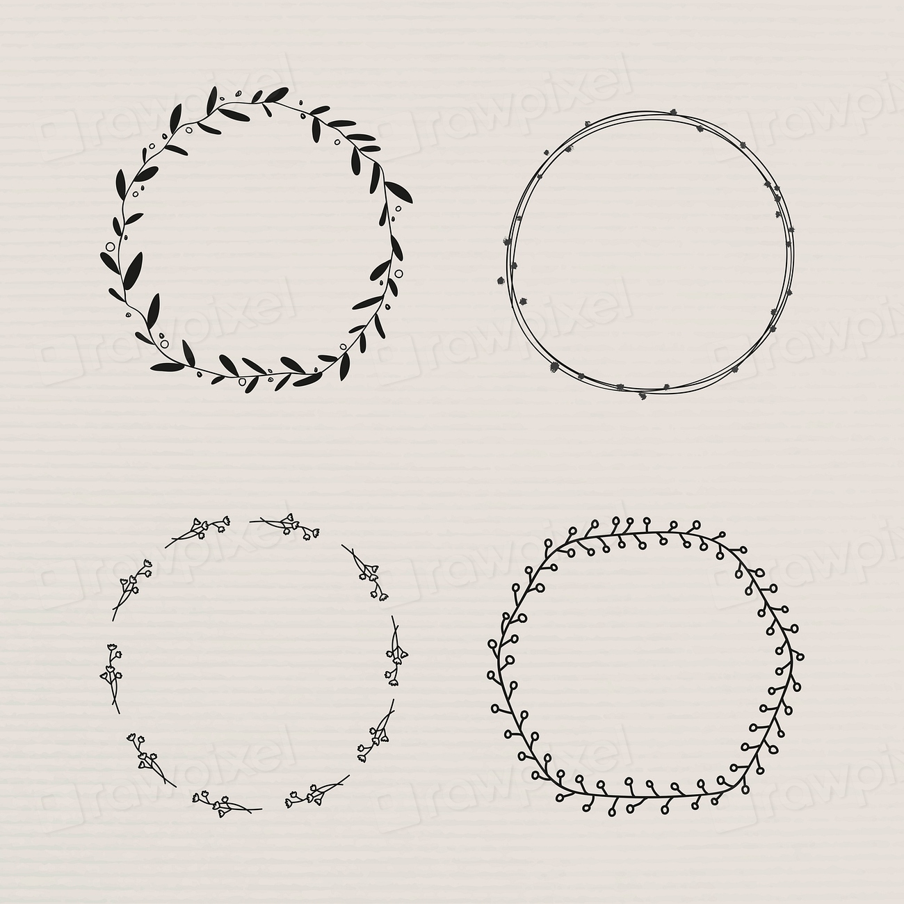 Black leafy frame set illustration | Premium PSD - rawpixel