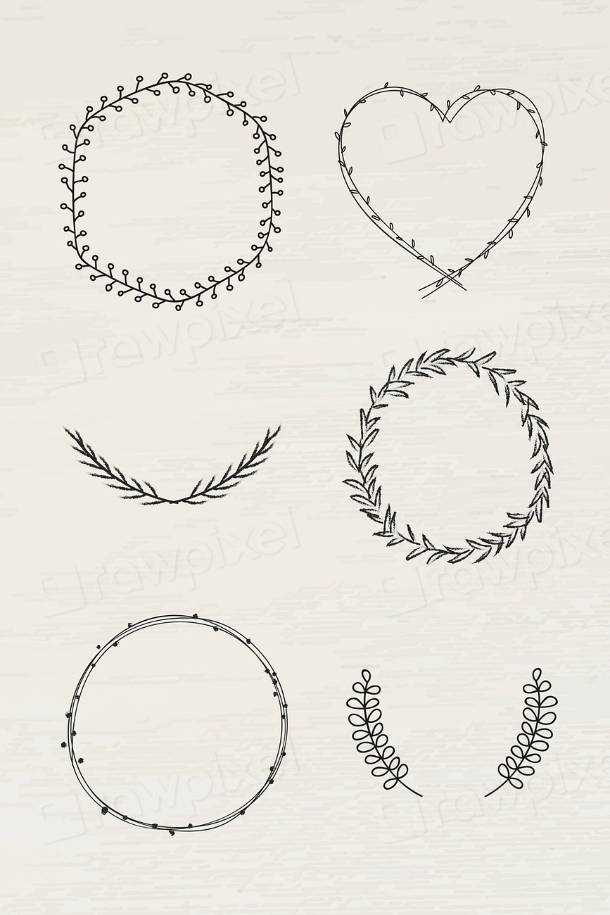 Black leafy frame set illustration | Free PSD - rawpixel