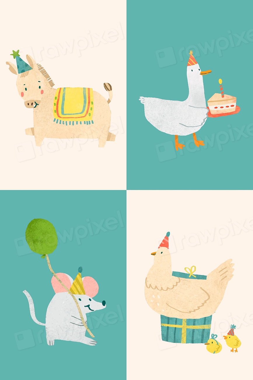 Festive animals doodle element set | Premium Vector - rawpixel
