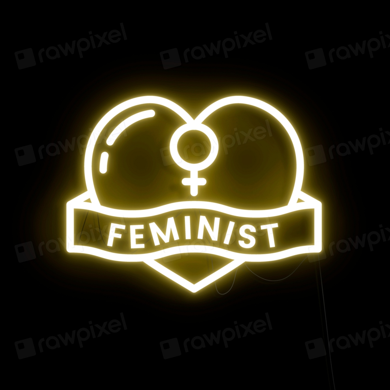 Neon feminist sign design resource | Premium PSD - rawpixel