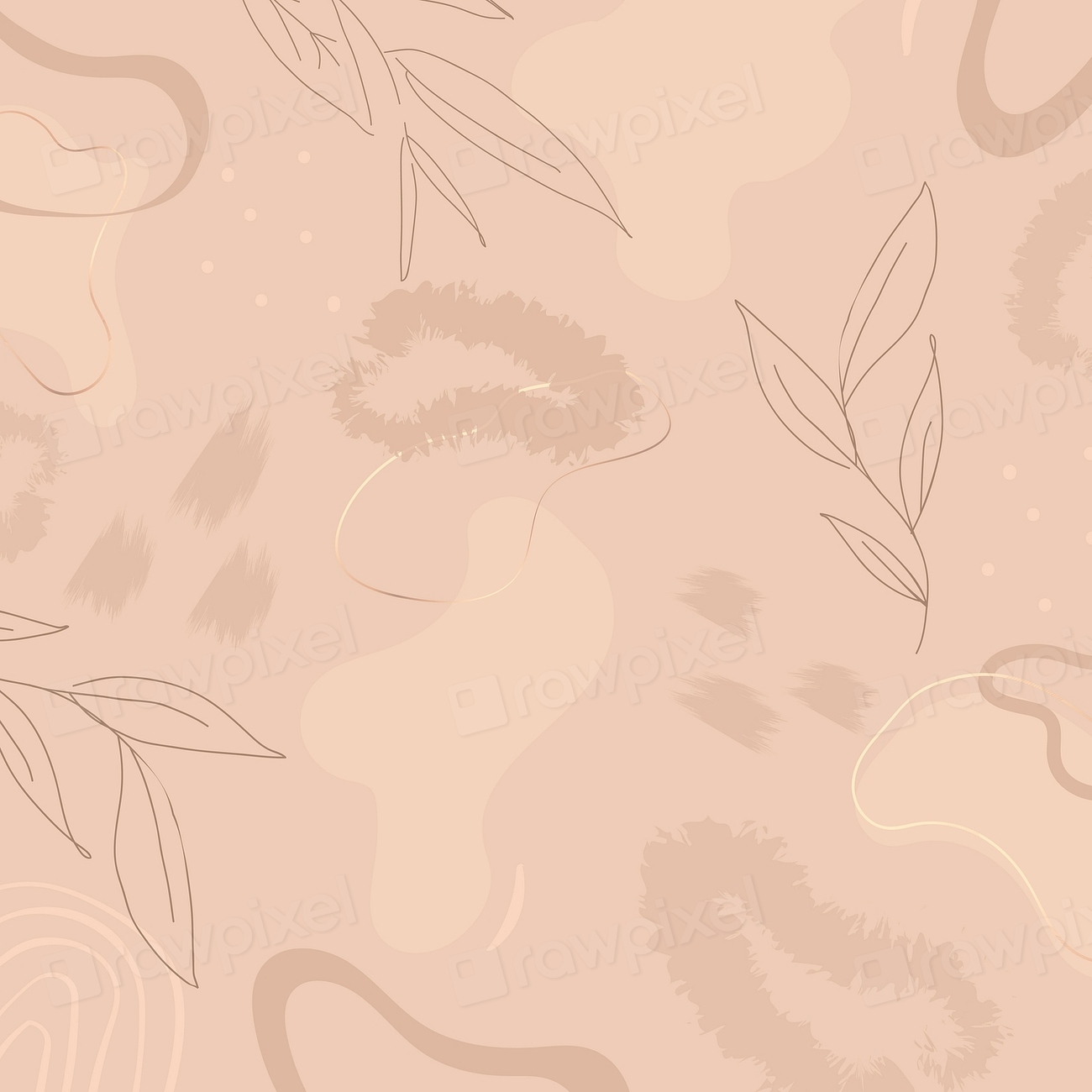 Beige botanical patterned background vector | Premium Vector - rawpixel
