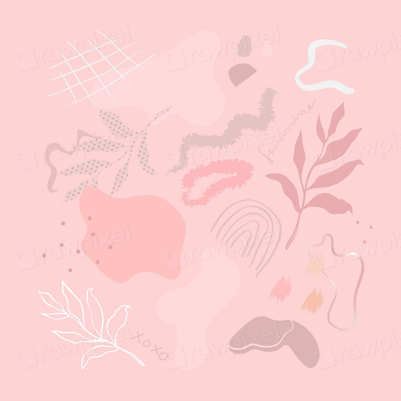 Pink organic shape set vector | Premium Vector - rawpixel