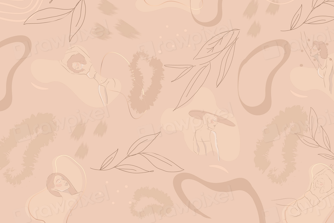 Beige botanical patterned background vector | Premium Vector - rawpixel