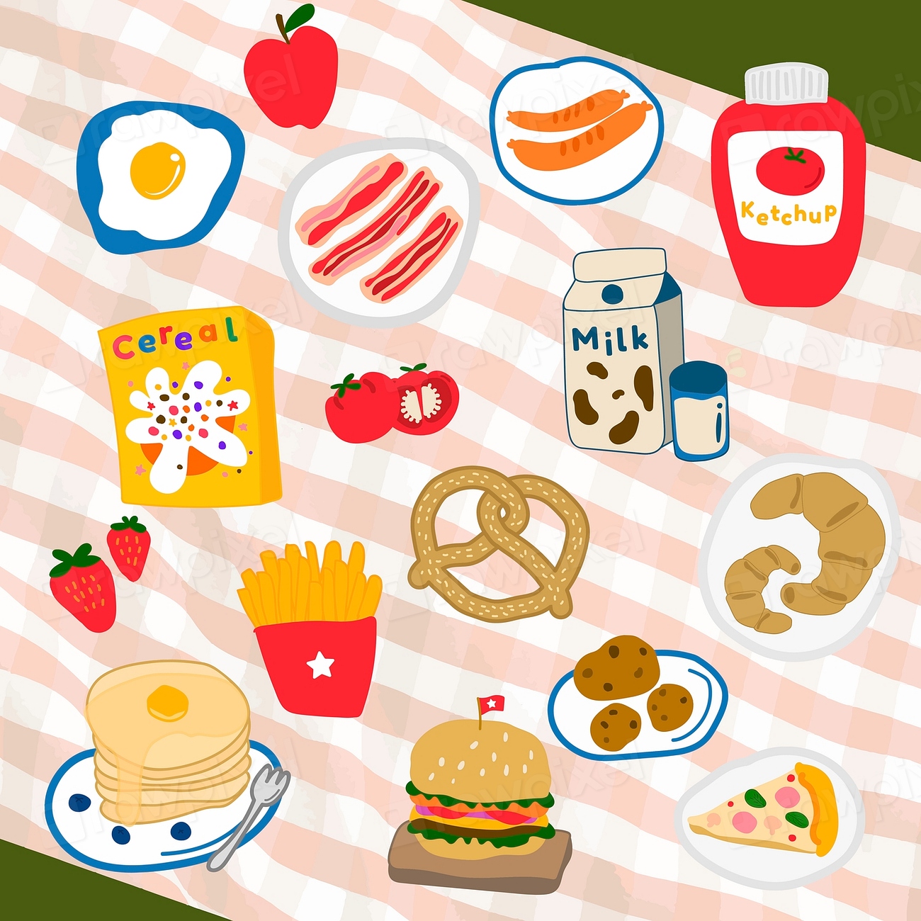 Cute food doodle sticker set | Premium Vector - rawpixel