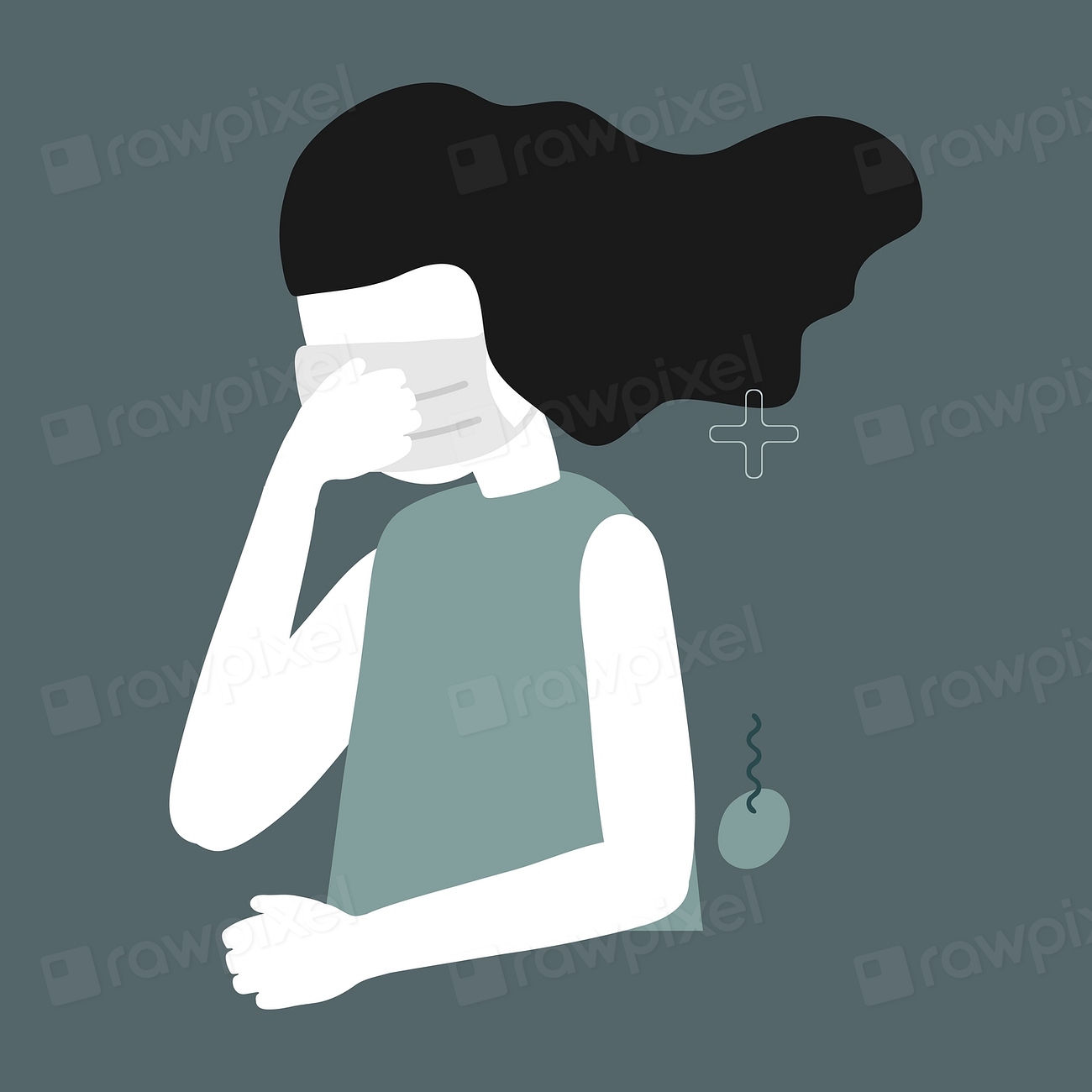 Covid 19 infected woman wearing | Free Vector Illustration - rawpixel